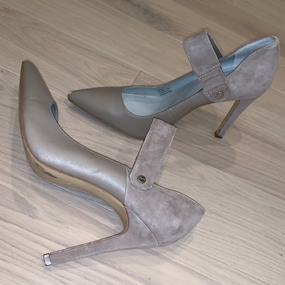 Calvin Klein | Shoes | Pointy Greige Suede And Leather Calvin Klein ...